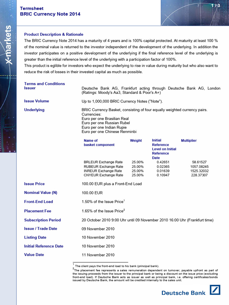 Fillable Bric Currency Note Form | Download Free PDF | Exchange Rate | Euro