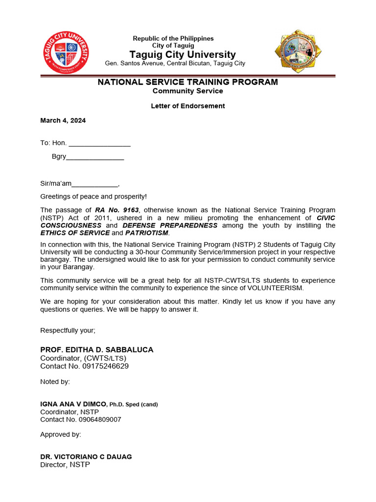 Letter To Barangay 2024 | PDF