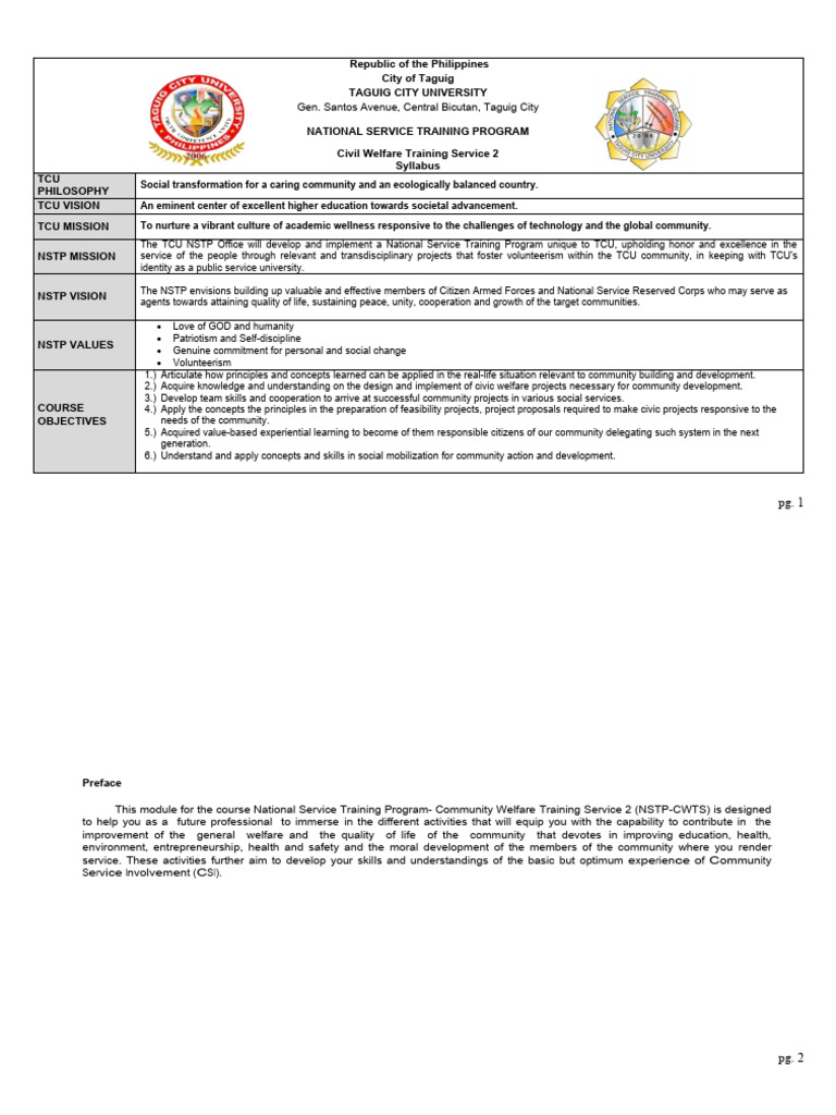 NSTP-2-lecture-2024 | PDF | Community | Evaluation