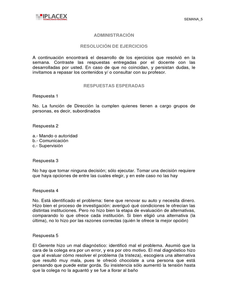 Solución ejercicio 5 | PDF | Liderazgo
