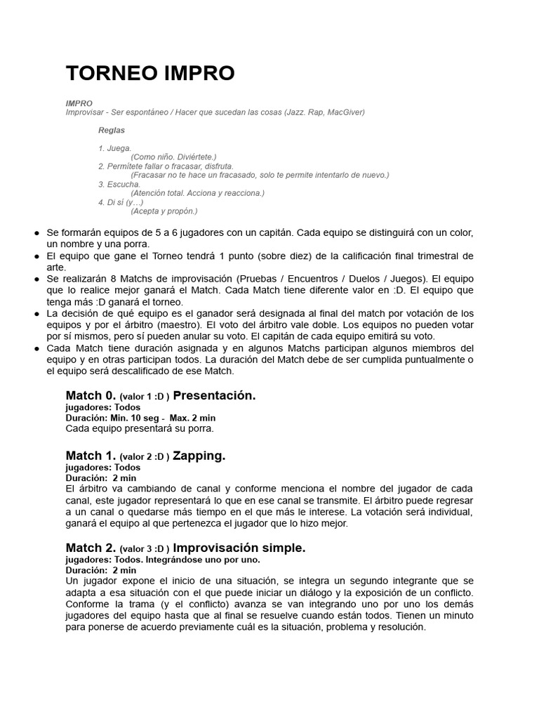 Torneo Impro | PDF