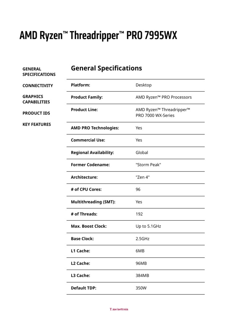 AMD Ryzen ThreadripperPRO 7995WX @Nettrain | PDF | X86 Architecture | Computer Hardware