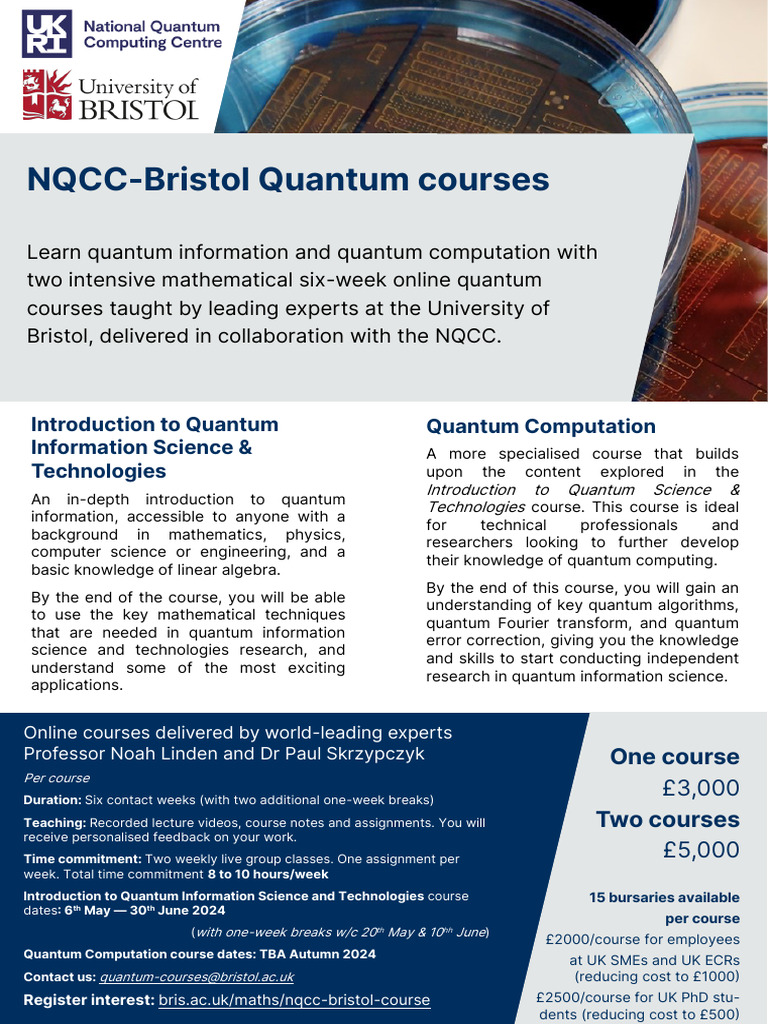NQCC Bris Quantum Courses Flyer Final | PDF | Quantum Computing ...