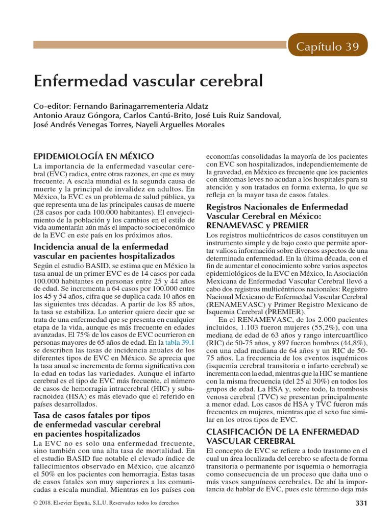 Enfermedad vascular cerebral, Barinagarrementeria | PDF | Carrera | Sistema cardiovascular