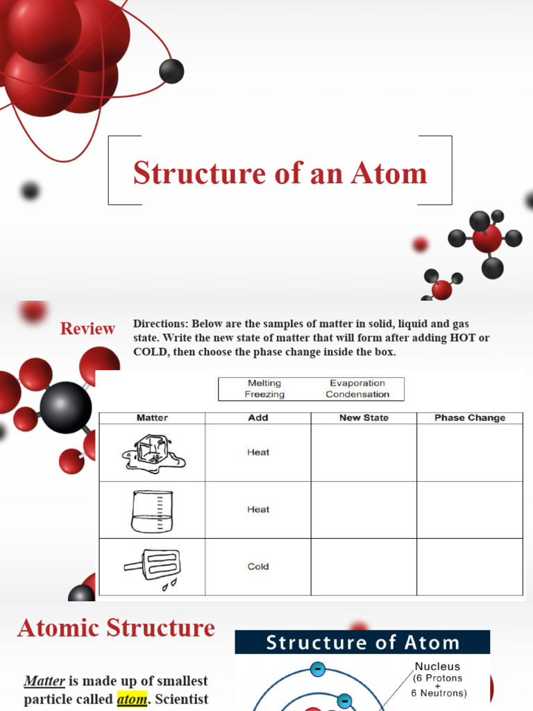 Lesson 6 Atomic Structure Pdf Atoms Chemical Elements