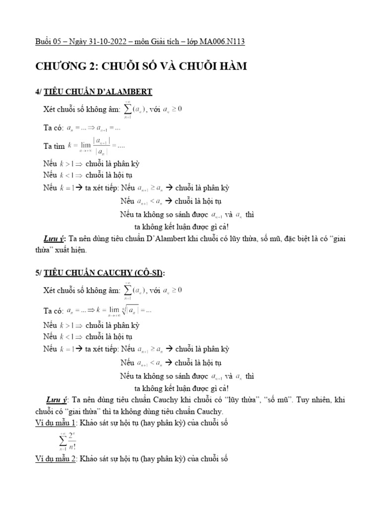 Buoi 05 - Ngay 31-10-2022 - Mon Giai Tich - MA006.N113 | PDF