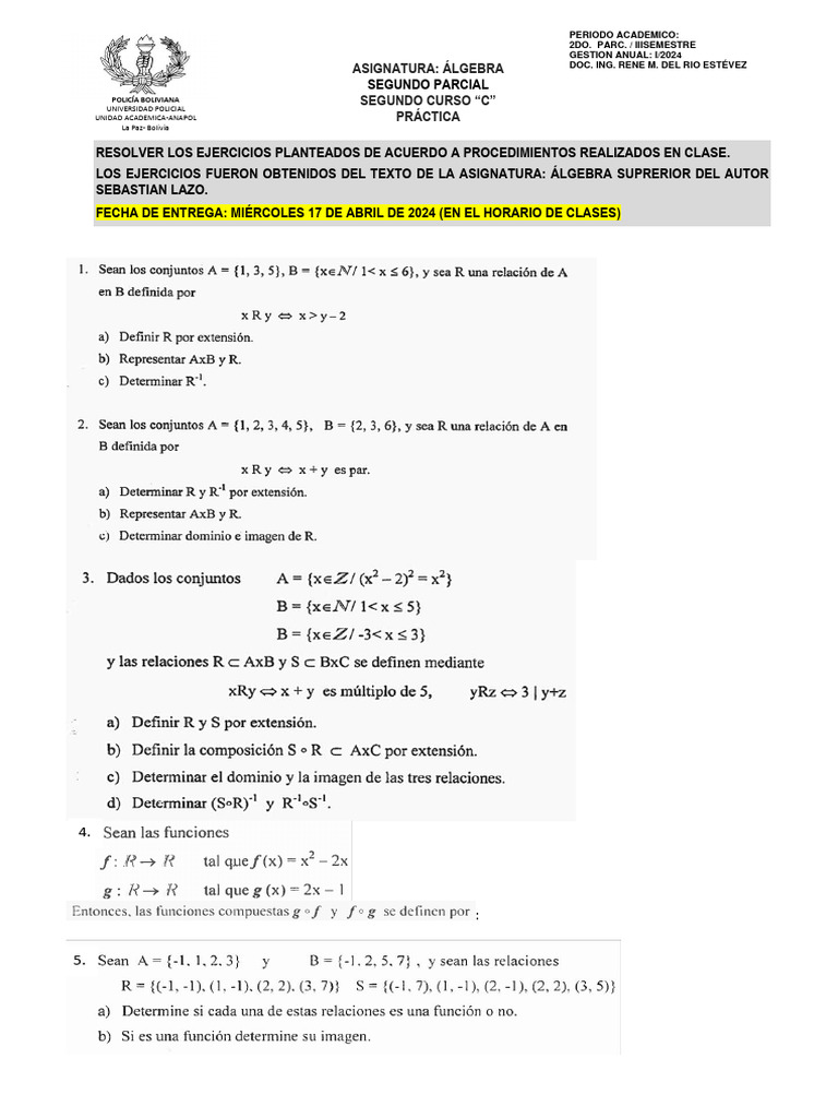 Practica Algebra 2do Parcial 2c | PDF