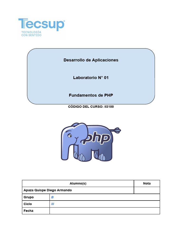 Laboratorio 01 - Fundamentos Ed PHP | PDF | Php | HTML