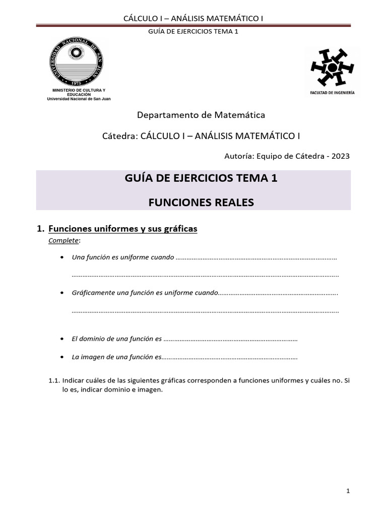 Tema 1 - Ejerc - 2023 | PDF | Función (Matemáticas) | Funciones trigonométricas