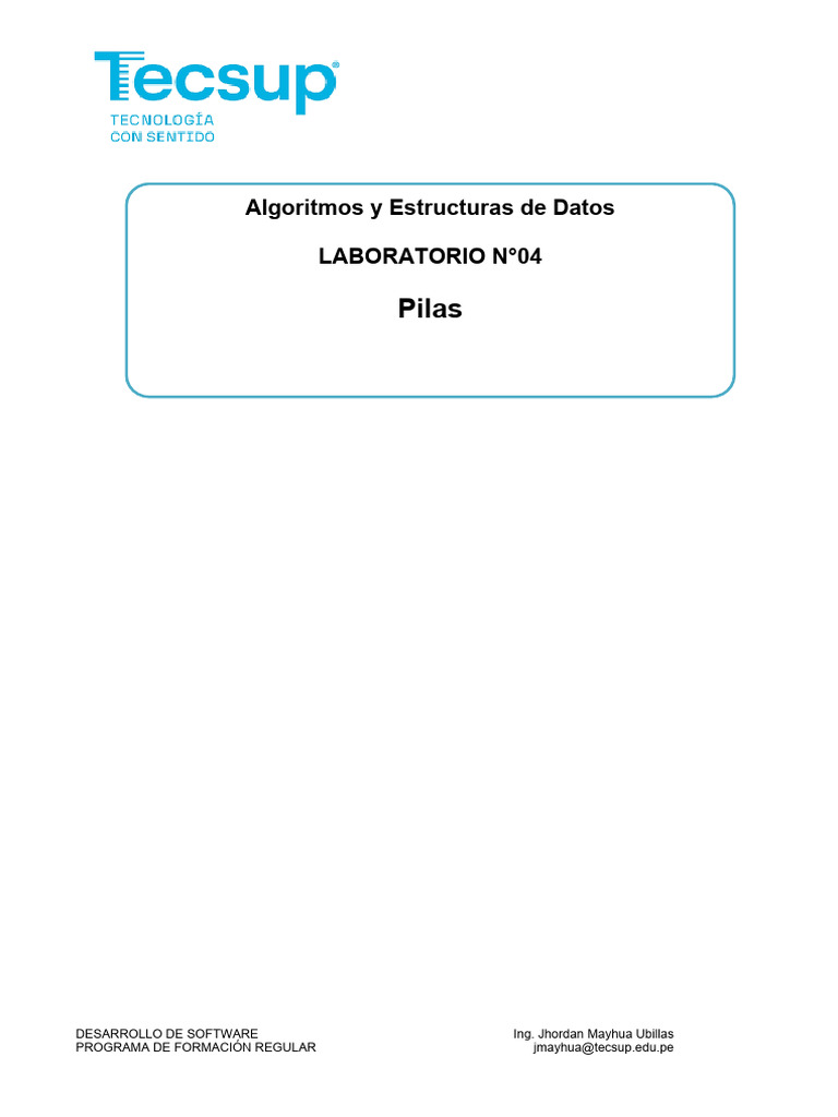 Lab 04 - Pilas | PDF | Programa de computadora | Programación