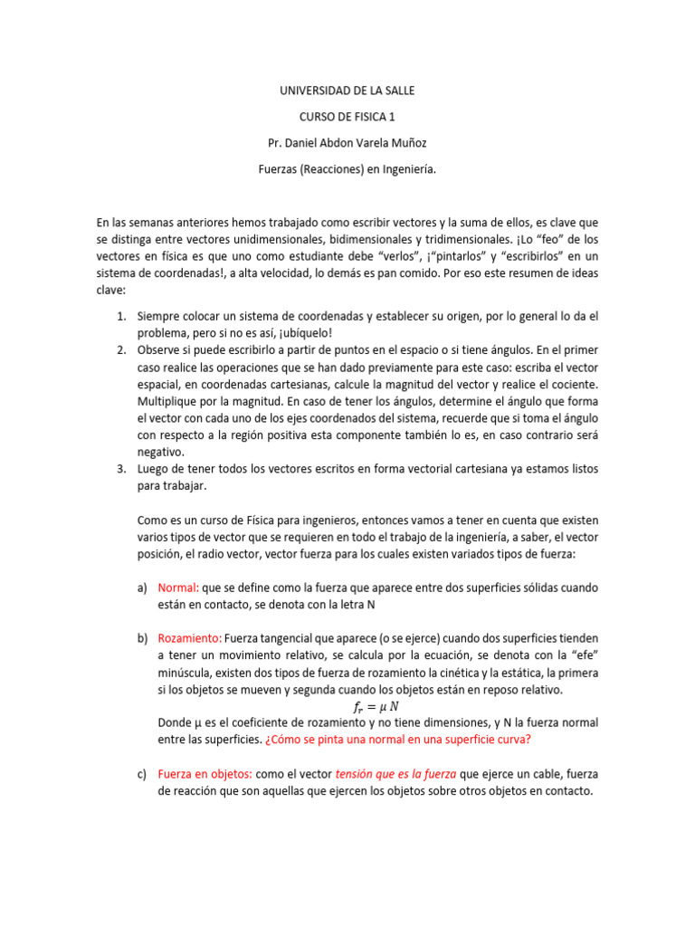 Fuerzas en Ingeniería. | PDF | Vector Euclidiano | Fuerza