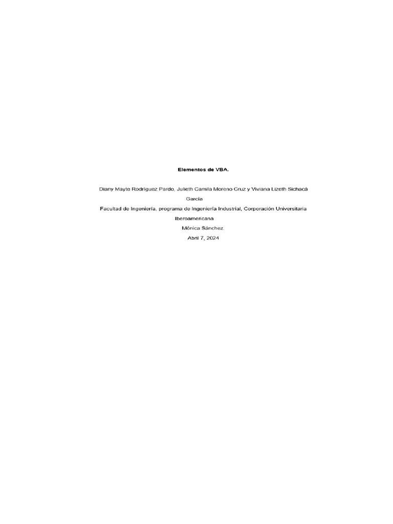 Actividad 2 - Elementos de VBA | PDF | Objeto (informática) | Programación de computadoras