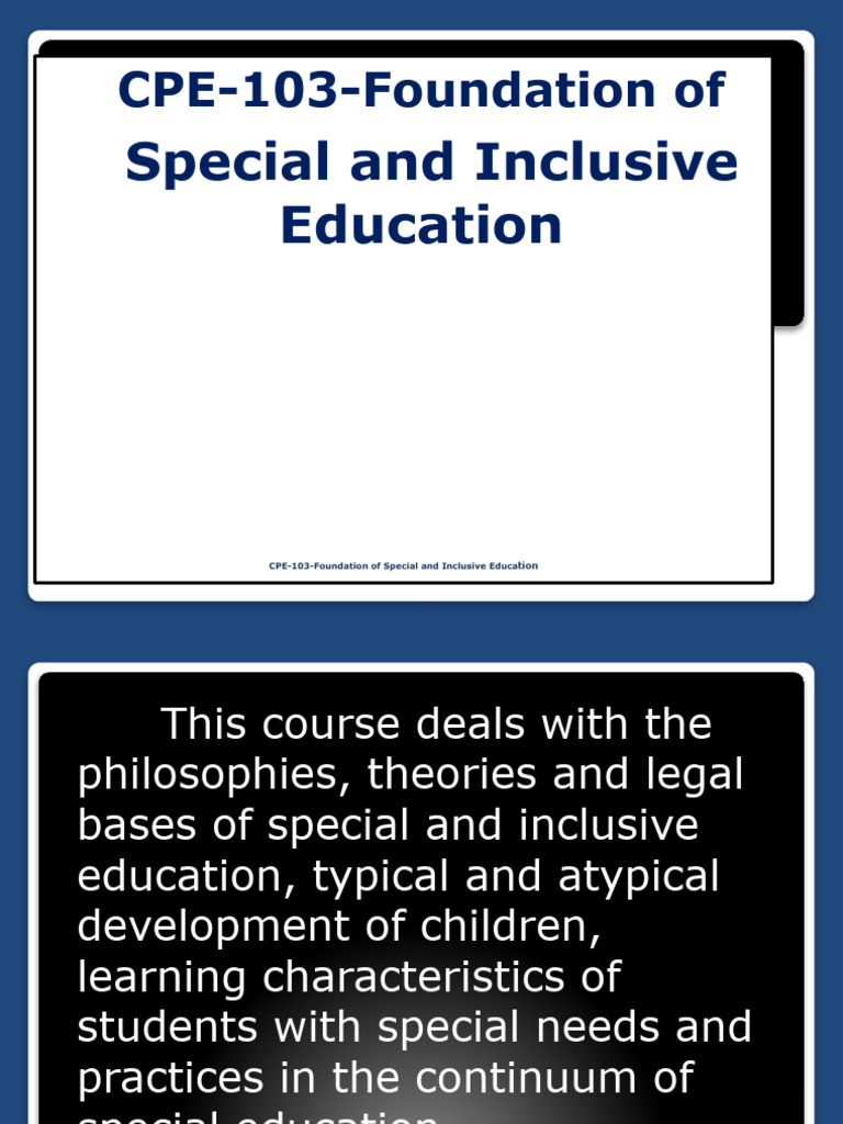 Cpe 103 Module 2 Bases and Policies of Sni Legal Final2023 | PDF | Disability | Special Education