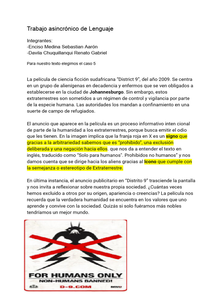 Reflexiones sobre "District 9" | PDF