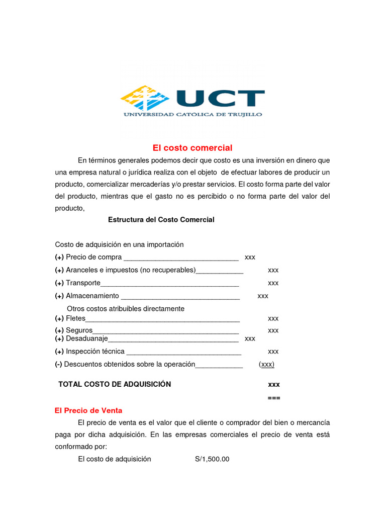 Matarial Adicional-El Costo Comercial | PDF | Costo | Precios