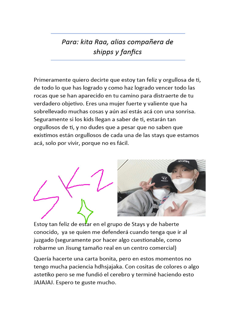 Para: Kita Raa, Alias Compañera de Shipps y Fanfics | PDF