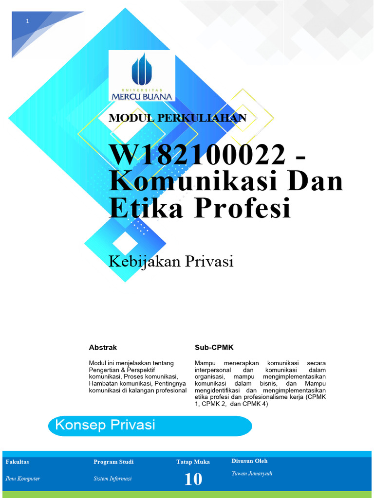 Modul Komunikasi Dan Etika Profesi (TM11) | PDF