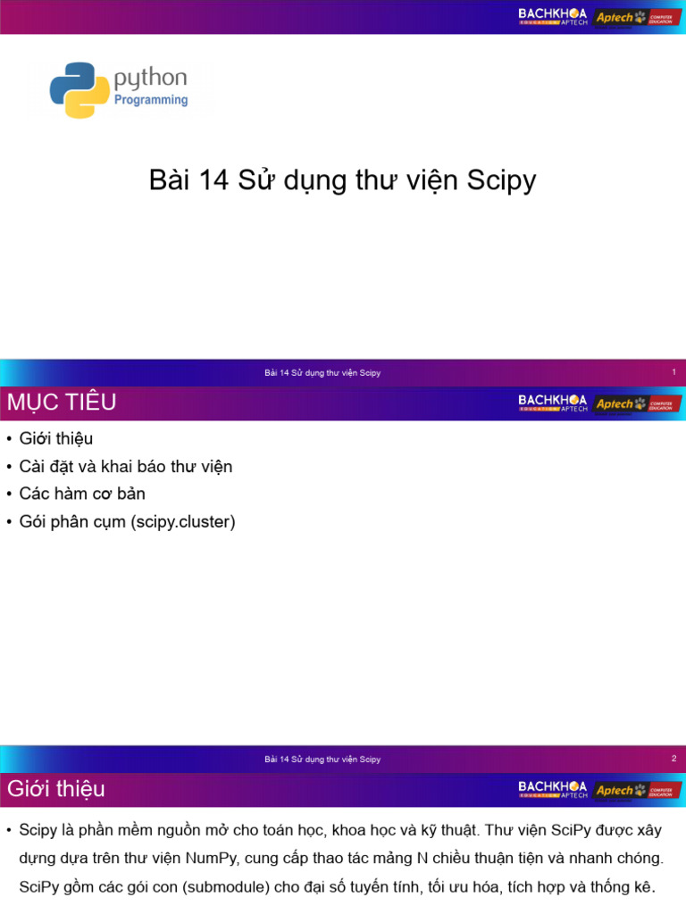 Bài 14 - Tìm hiểu thư viện Scipy | PDF