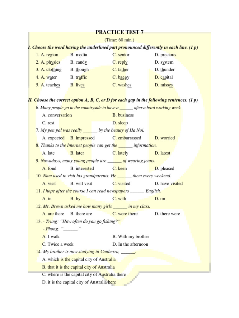 Practice Test 7 | PDF