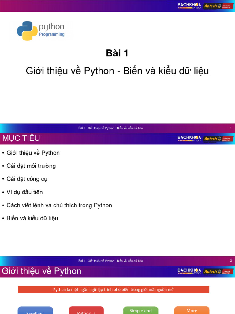 Bài 01 - Giới Thiệu Về Python | PDF