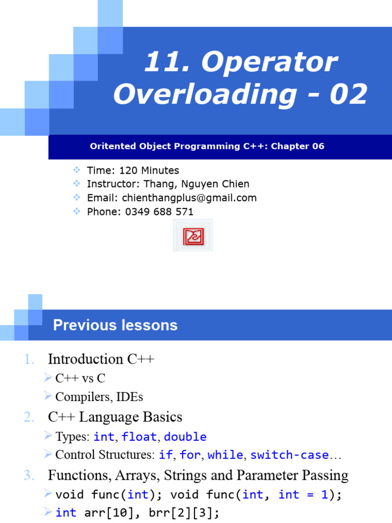 Lesson 11 - 06. Operator Overloading - 02 | PDF | Software Development ... Lesson 11 - 06. Operator Overloading - 02 | PDF | Software Development ...