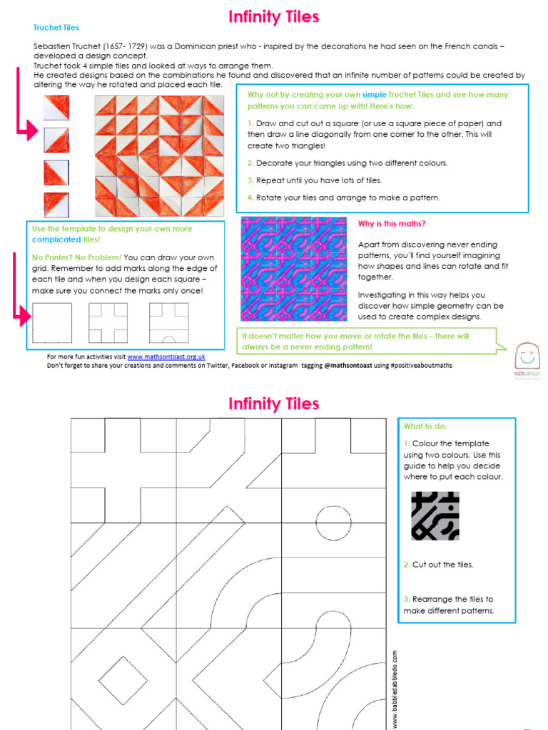 Infinity Tiles Activity Sheet and Template | PDF | Pattern | Infinity