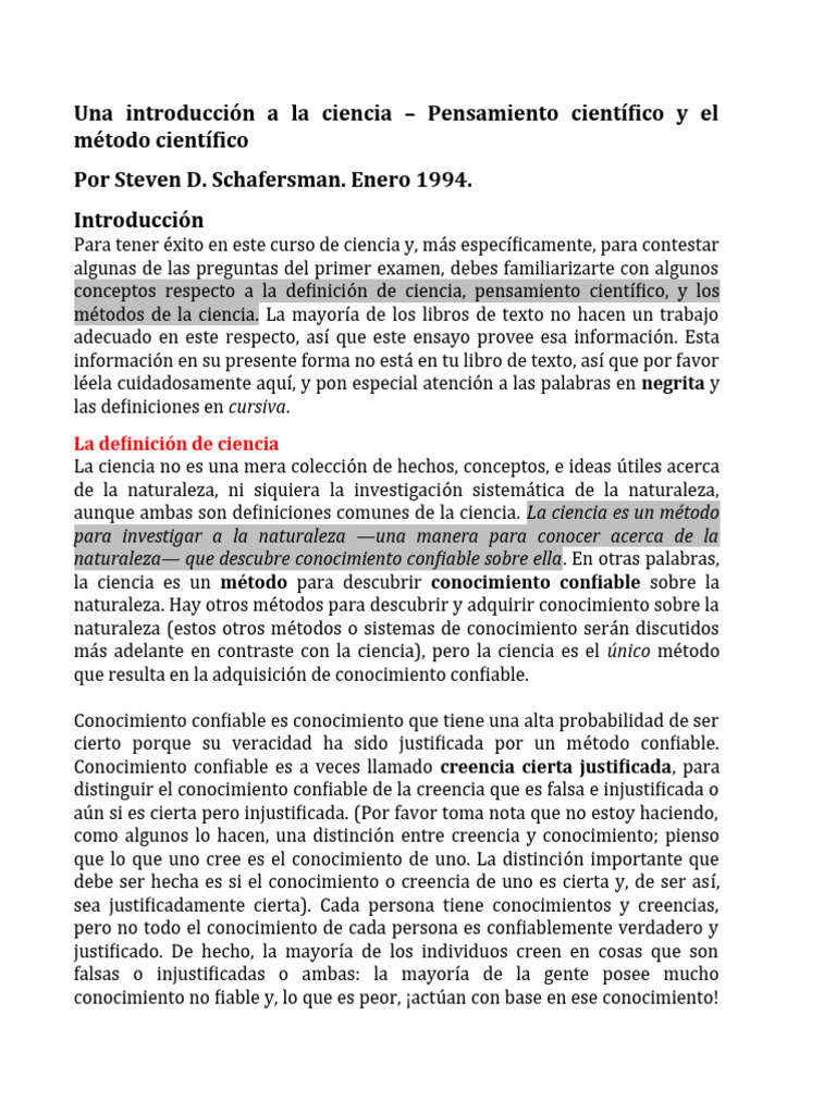 Introducción al Pensamiento Científico | PDF | Pensamiento | Evidencia