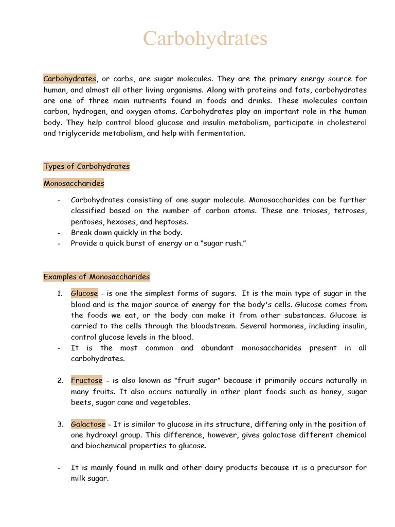 BIOLOGY NOTES 2nd Quarter | PDF | Carbohydrates | Glucose
