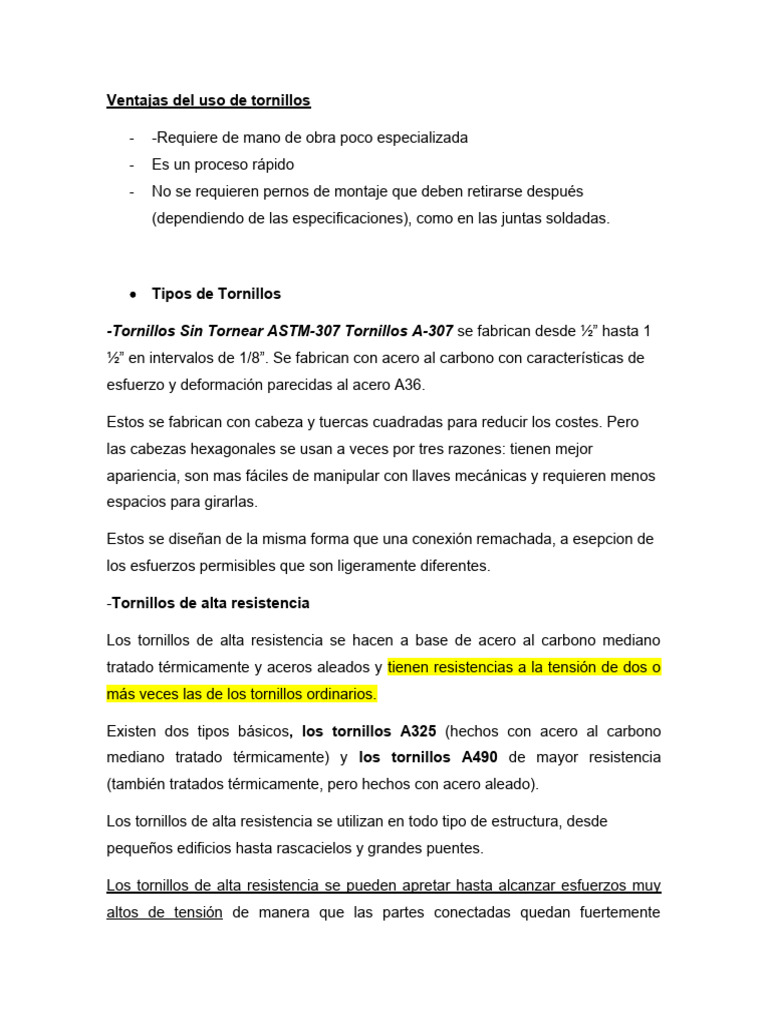Resumen Acero para Examen | PDF | Tornillo | Acero