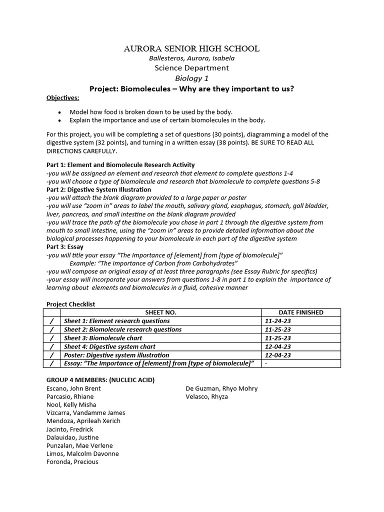 Biomolecule Project Nucleic Acid 1 | PDF | Rna | Nucleic Acids