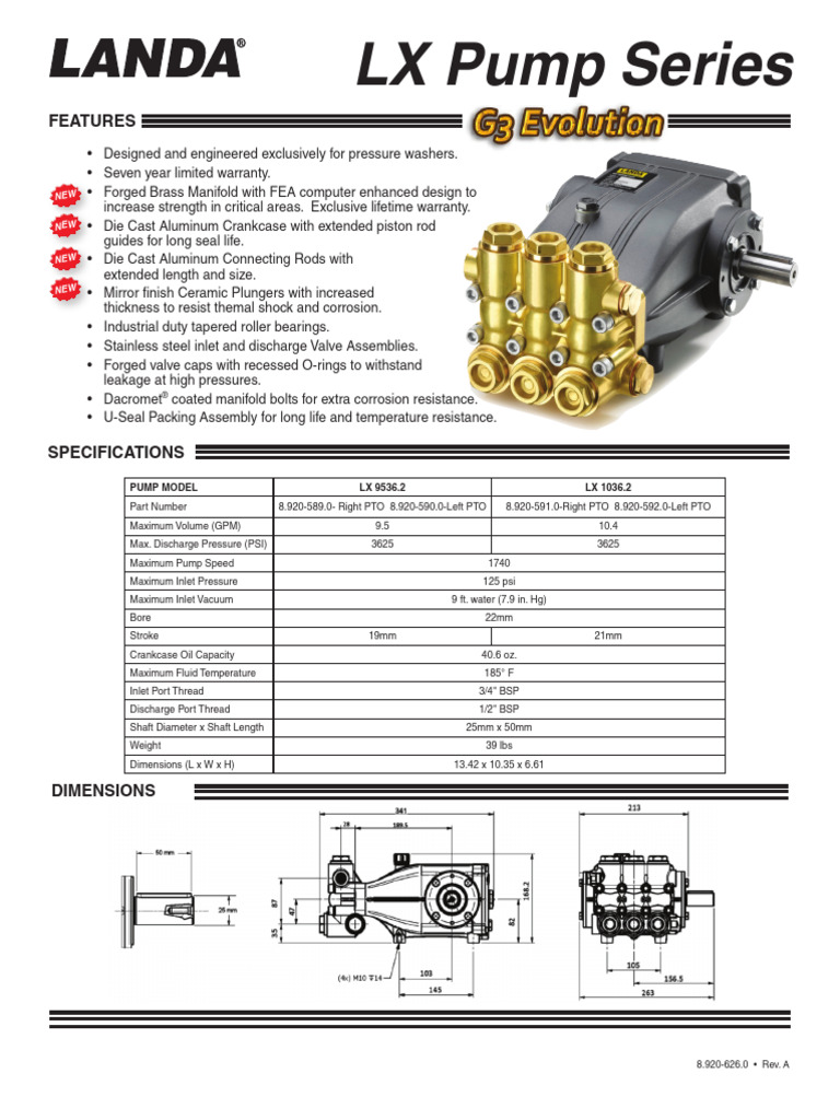 A - SPEC SHEET LANDA LX.2 PUMPS 7qig41 | Download Free PDF | Pump | Valve