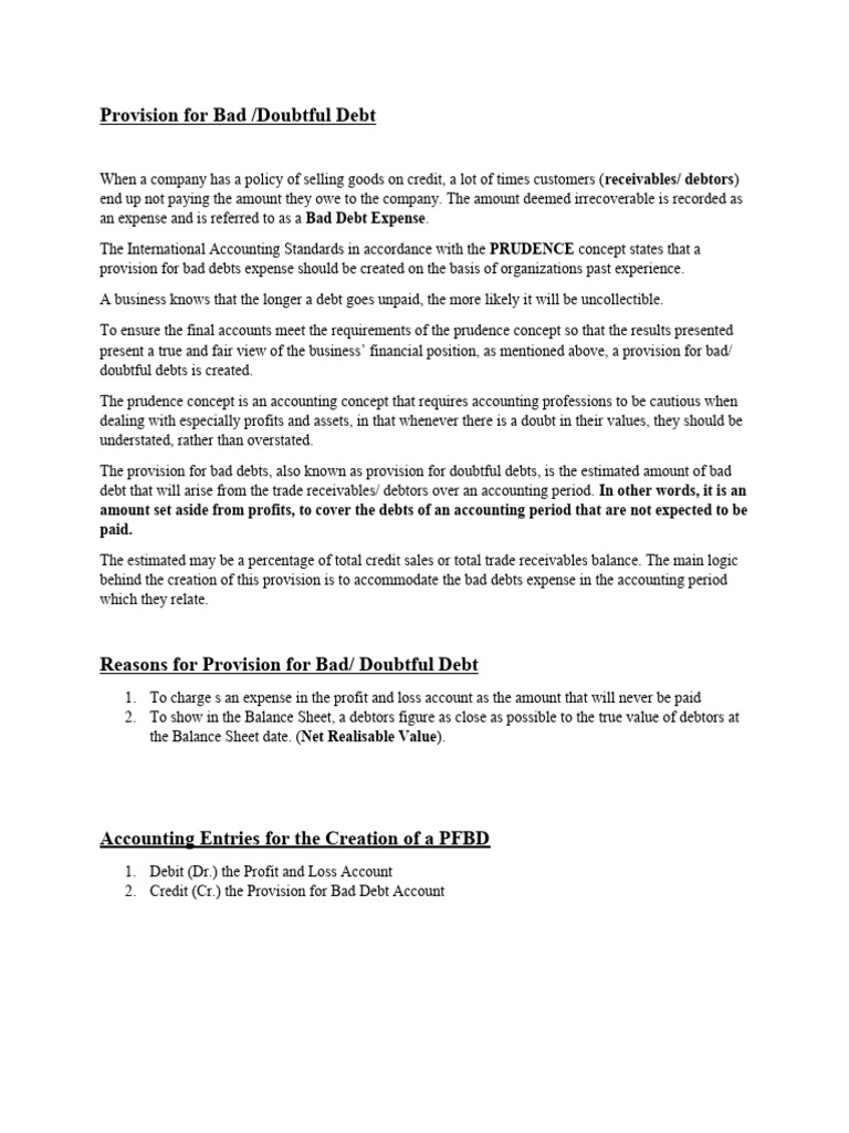 Provision_for_Bad-7B5D2 | PDF | Bad Debt | Debits And Credits