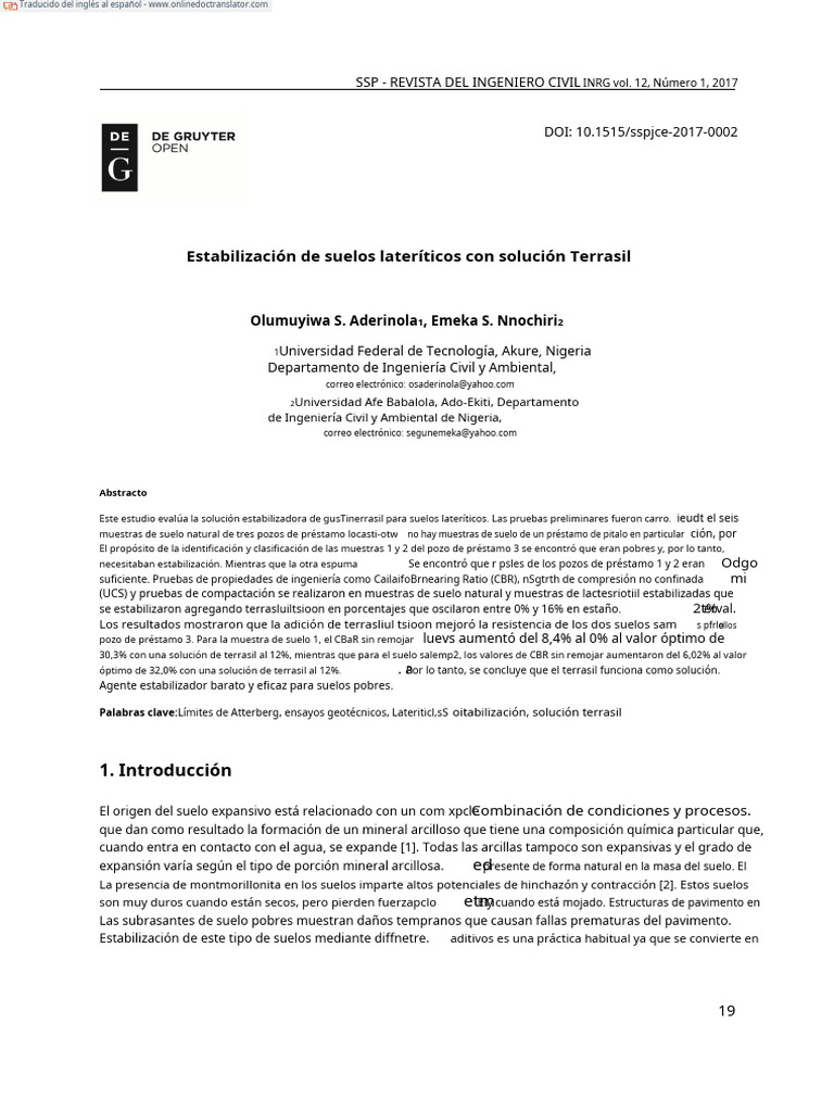 Stabilizing Lateritic Soil Using Terrasil Solution - En.es | PDF | Agua ...