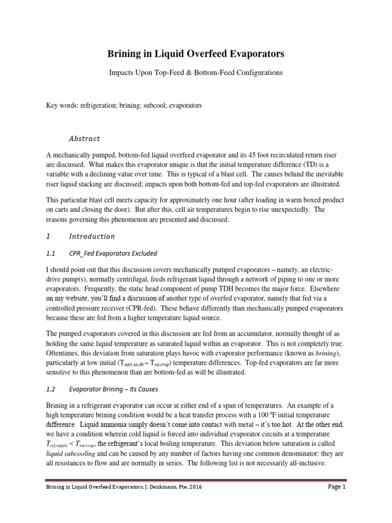 Mechanically Pumped Liquid - Overfeed Evaporators | PDF | Liquids ...
