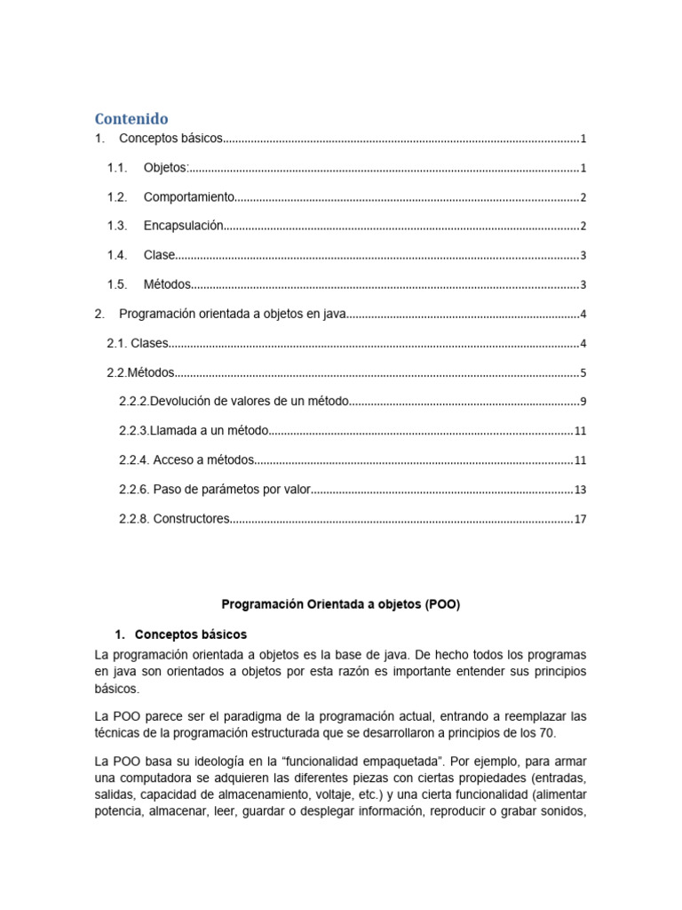 Contenido: Programación Orientada A Objetos (POO) 1. Conceptos Básicos ... Contenido: Programación Orientada A Objetos (POO) 1. Conceptos Básicos ...