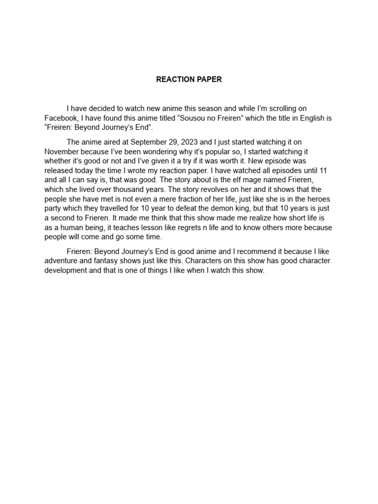 Reaction Paper | PDF