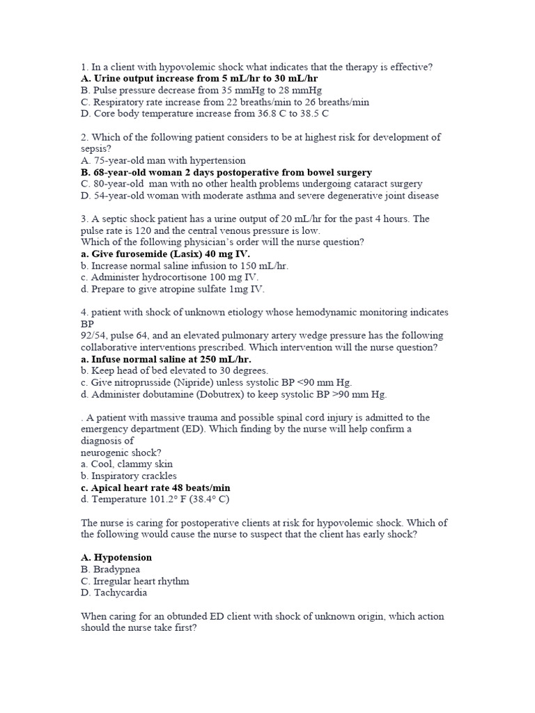 Quiz Sepsis | PDF | Shock (Circulatory) | Sepsis