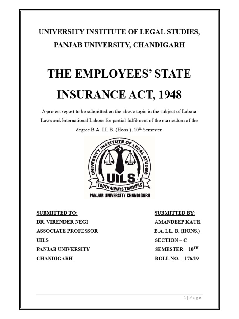 Employees' State Insurance Act Overview | PDF | Employment | Welfare