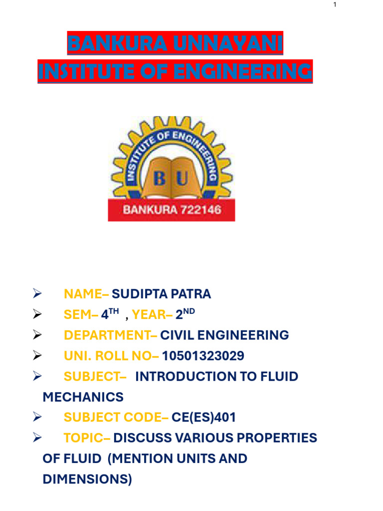 Sudipta Patra - Ce (Es) 401 | PDF | Liquids | Pressure