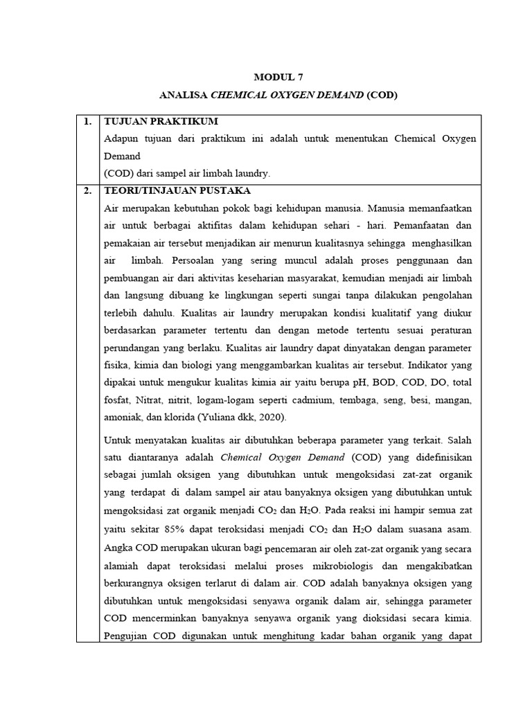 Modul7 Kelompok 2 Analisa Cod (Chemical Oxygen Demand) | PDF