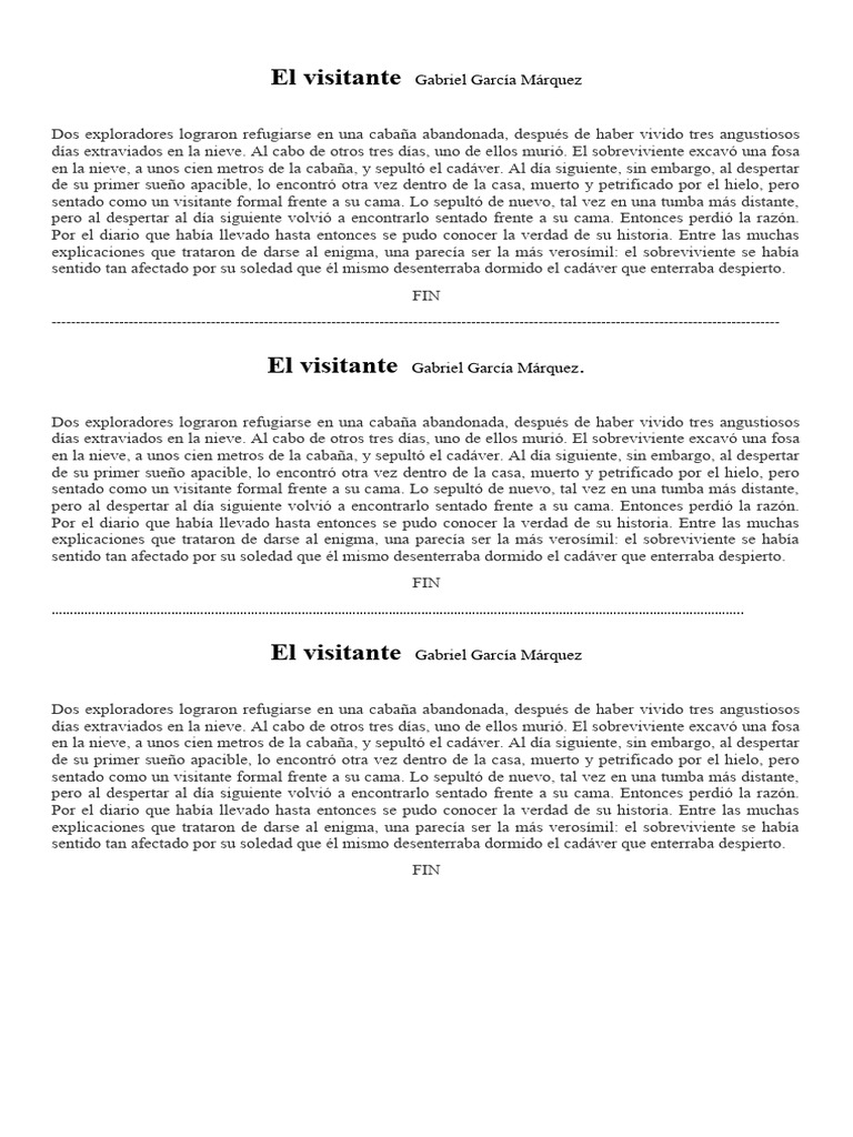 El Visitante x3 Gabriel García Márquez | PDF