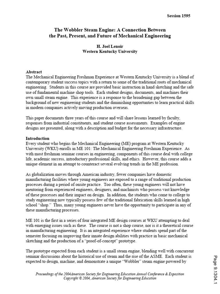 The Wobbler Steam Engine A Connection Between The Past Present and Future of Mechanical ...