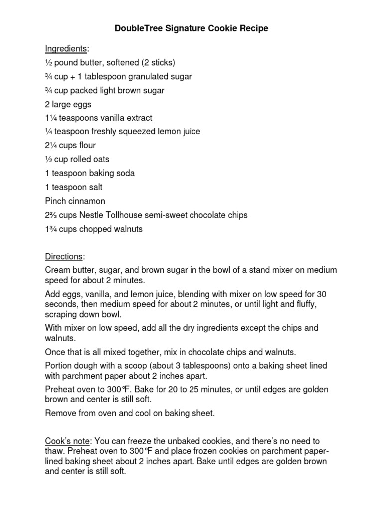 DoubleTree Cookie Recipe | PDF