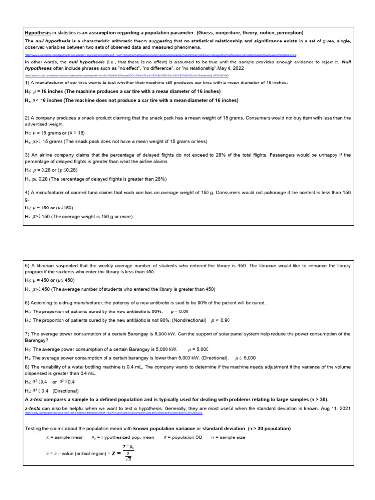 Hypothesis Testing | PDF | Hypothesis | Statistics Hypothesis Testing | PDF | Hypothesis | Statistics