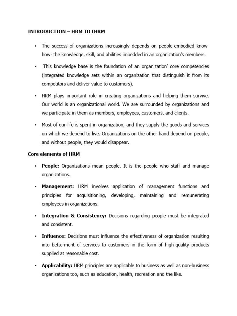 Core Element of Human Resource Management | PDF | Cost Of Living ...