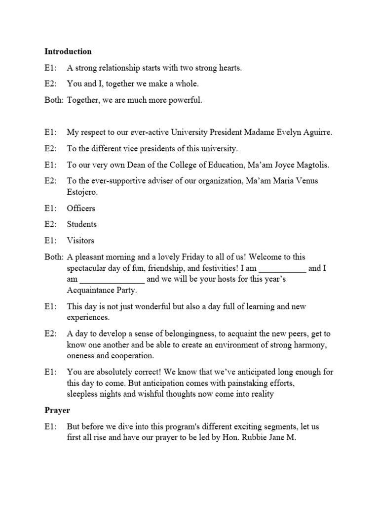 Acquaintance Party Script | PDF