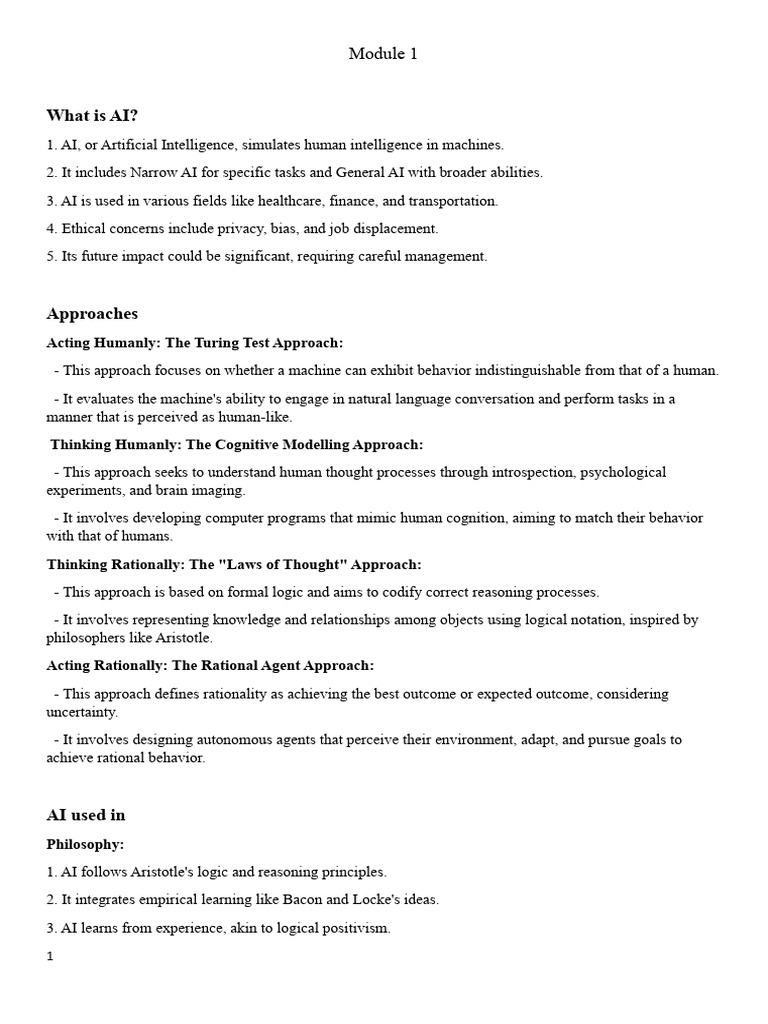 AIML - Module 1 Imp Questions | PDF | Artificial Intelligence | Intelligence (AI) & Semantics