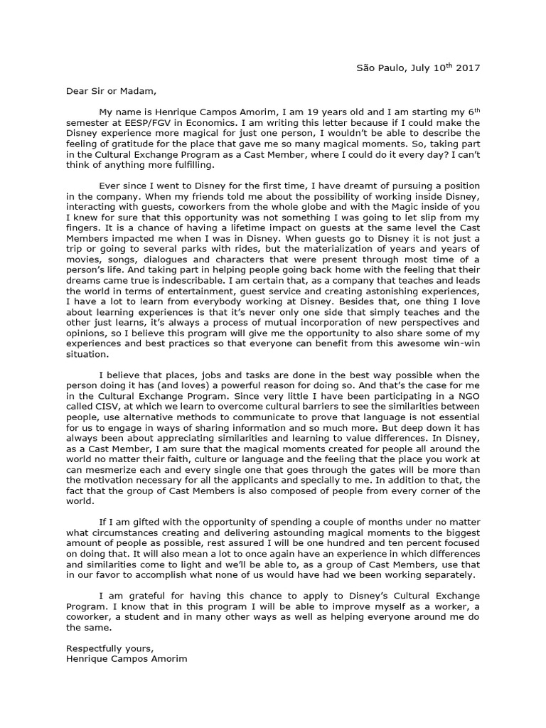 Cover Letter | PDF | Cognition