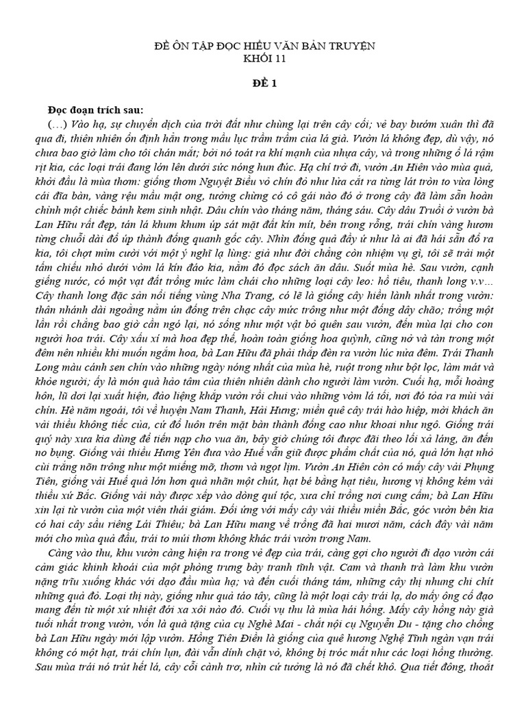 Khoi 11 de On Tap Doc Hieu Van Ban Truyen | PDF