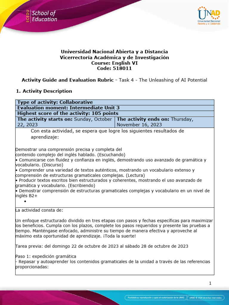 Activity Guide and Evaluation Rubric - Unit 3 - Task 4 | PDF ...
